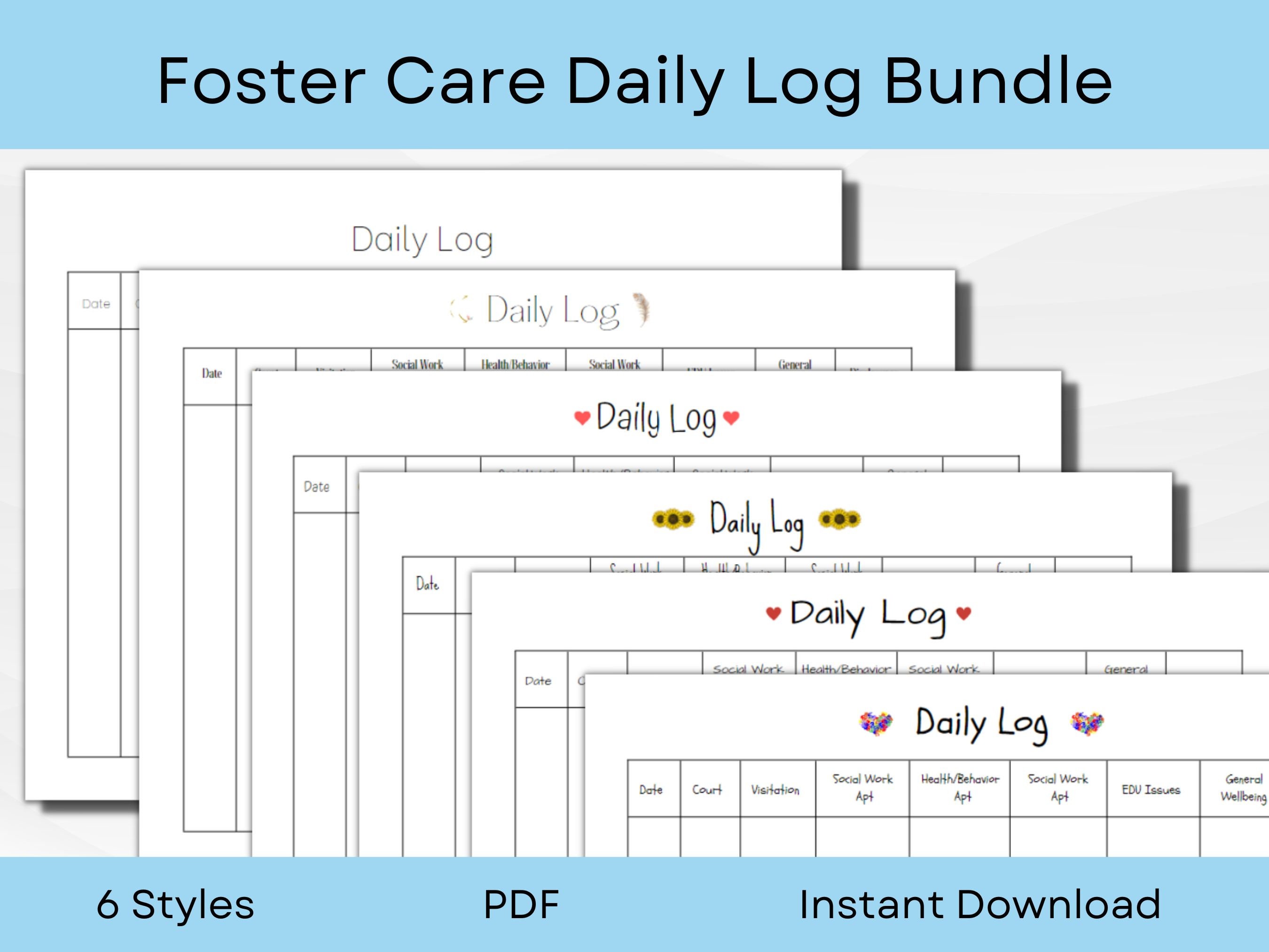 Foster Care Daily Log Bundle With Appointments (Instant Download) - Etsy