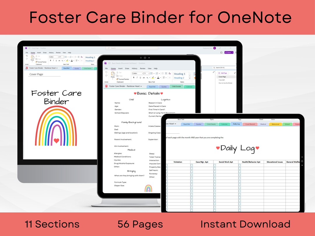 Foster Care Binder for Onenote Digital Foster Care Management Binder ...