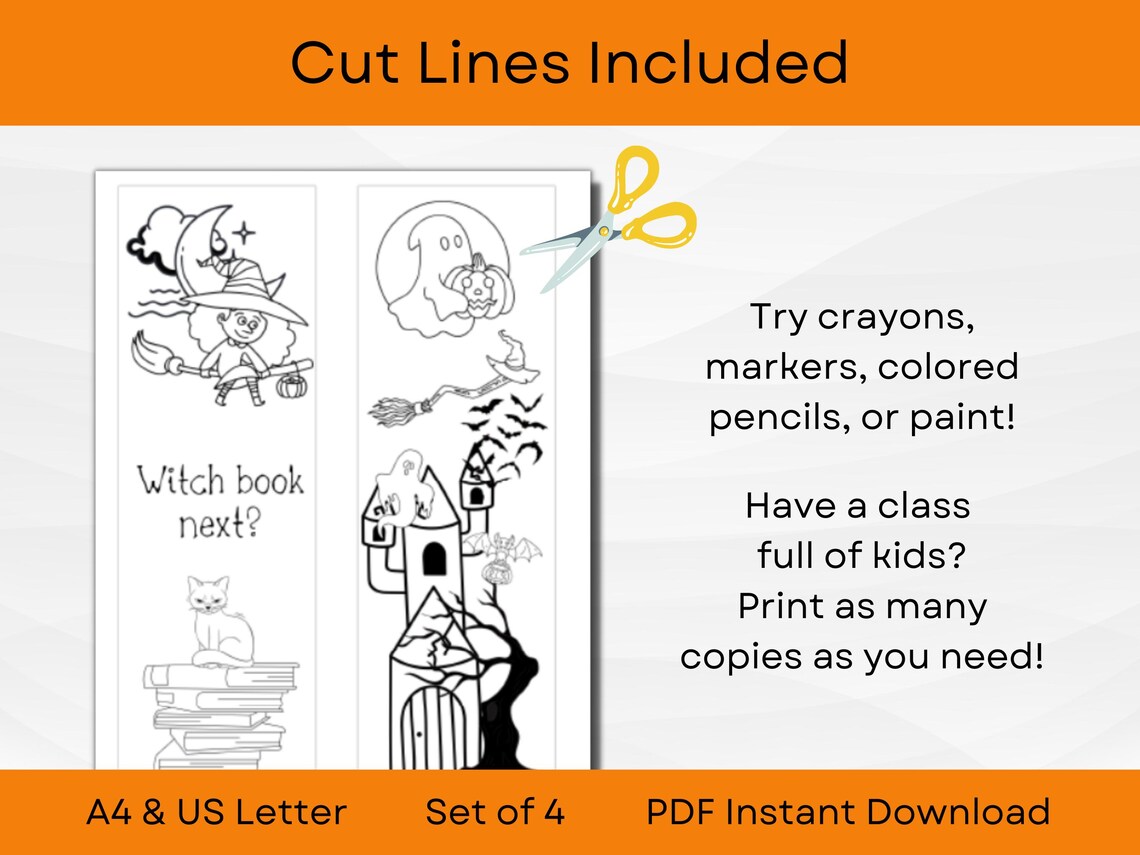 Printable Halloween Bookmark Template | Spooky Bookmark Halloween ...