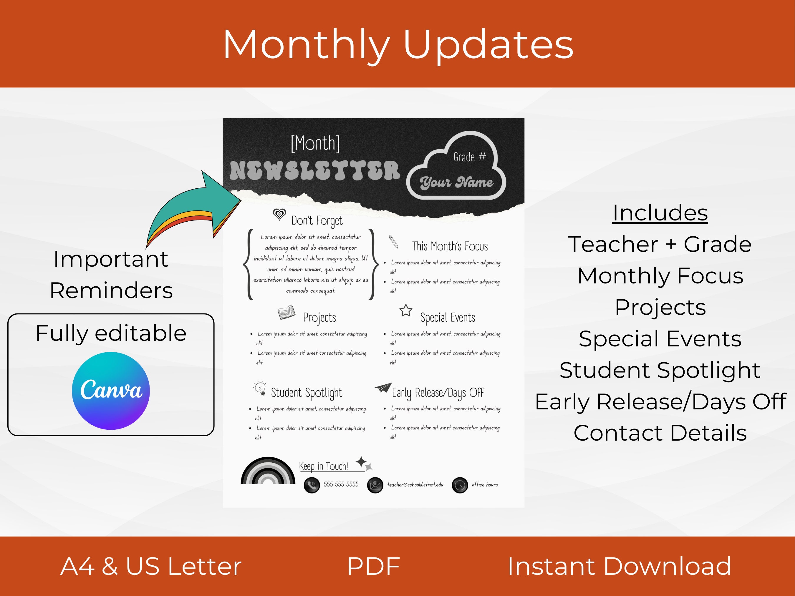 Editable Groovy Meet the Teacher Template With Student Information ...