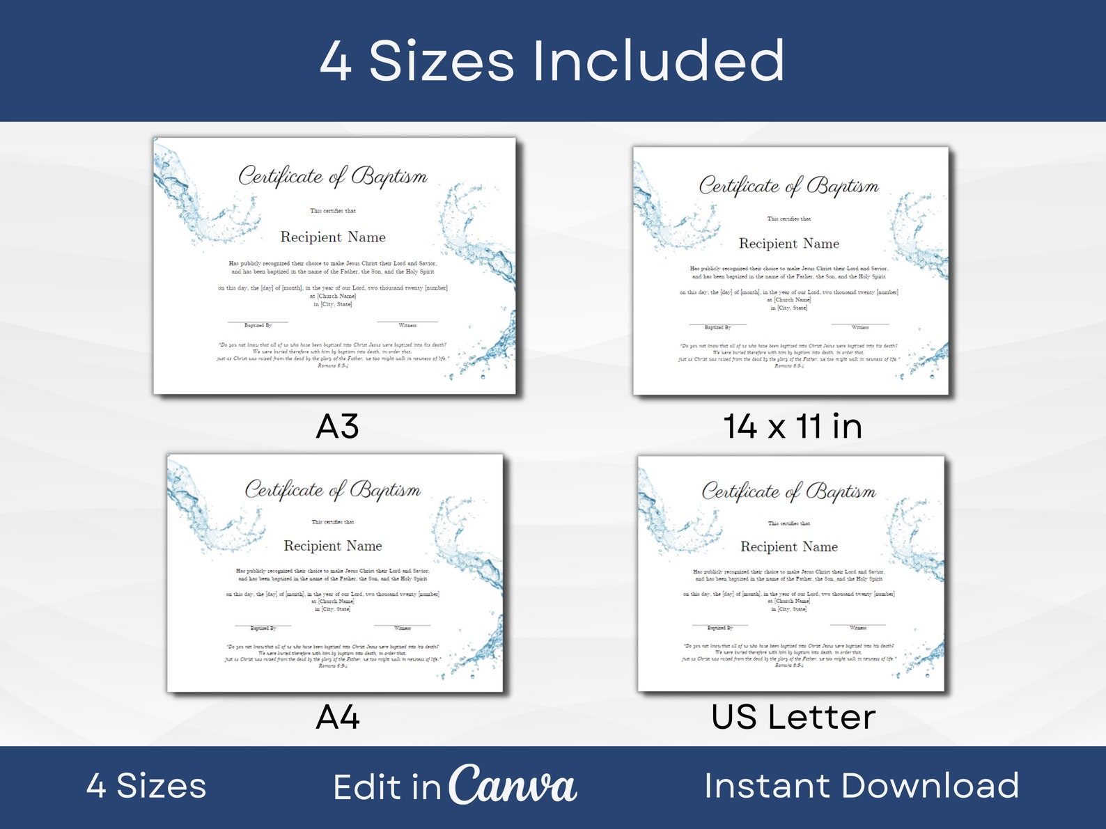 Certificate of Baptism | Fully Editable Text | Keepsakes and Milestones ...