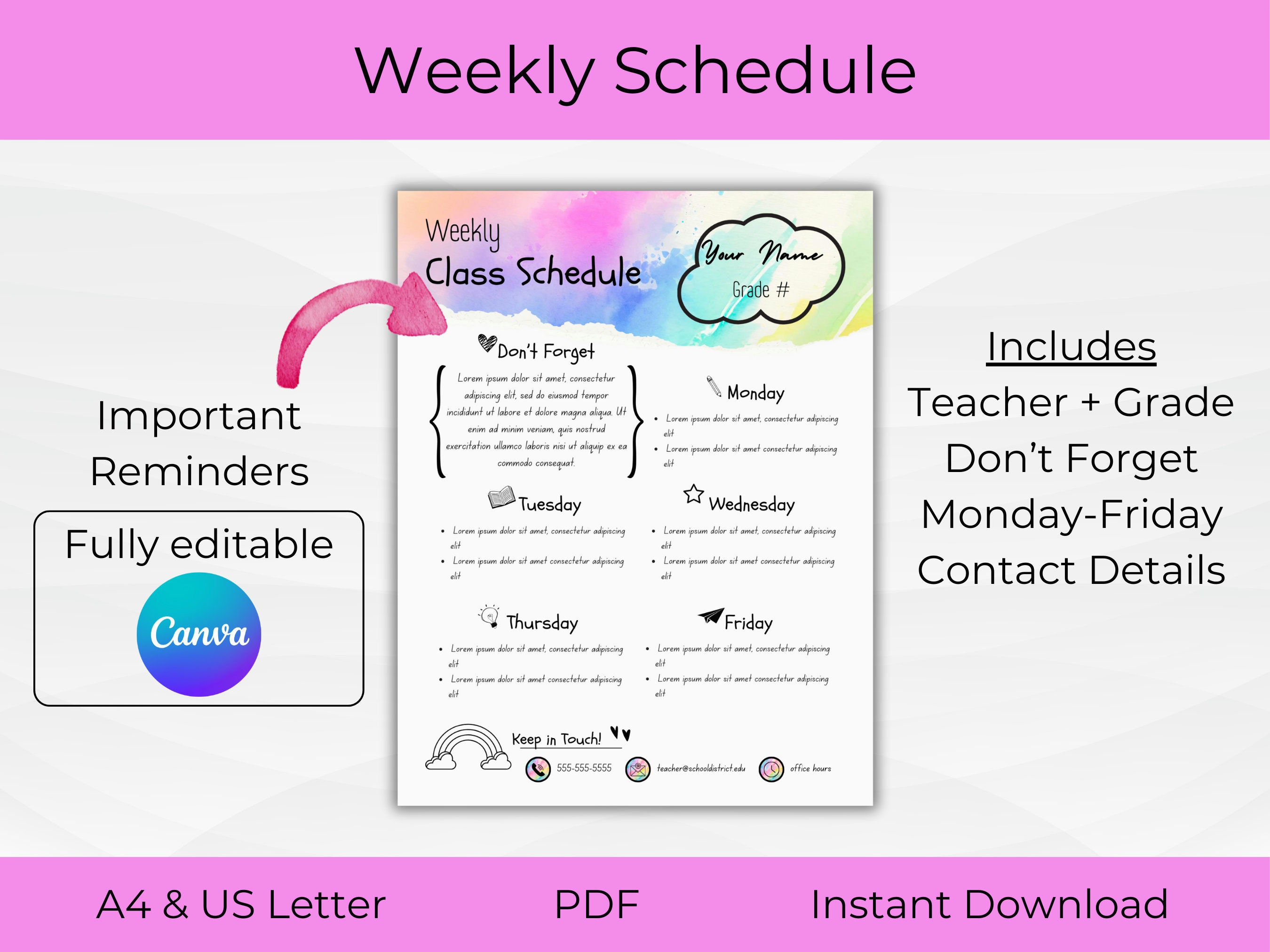 Editable Watercolor Meet the Teacher Template With Student Info Sheets ...