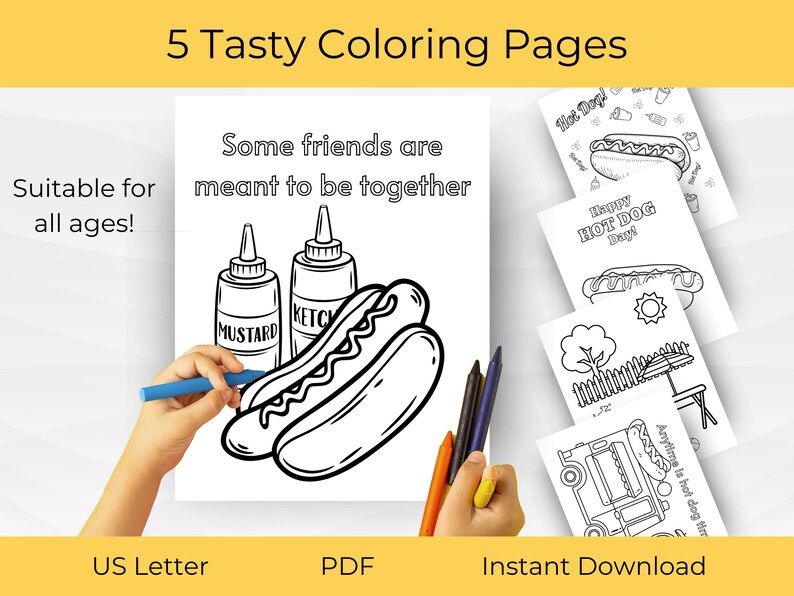 Hot Dog Craft Bundle for the Fourth of July With Coloring, Hot Dog Tray ...