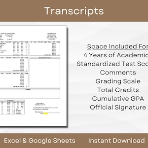 Editable High School Transcript Template| Official or Unofficial ...