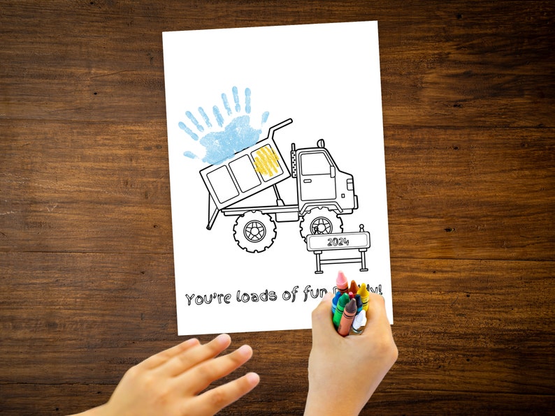 Fathers Day Handprint Craft | Dump Truck Coloring Sheet | DIY ...