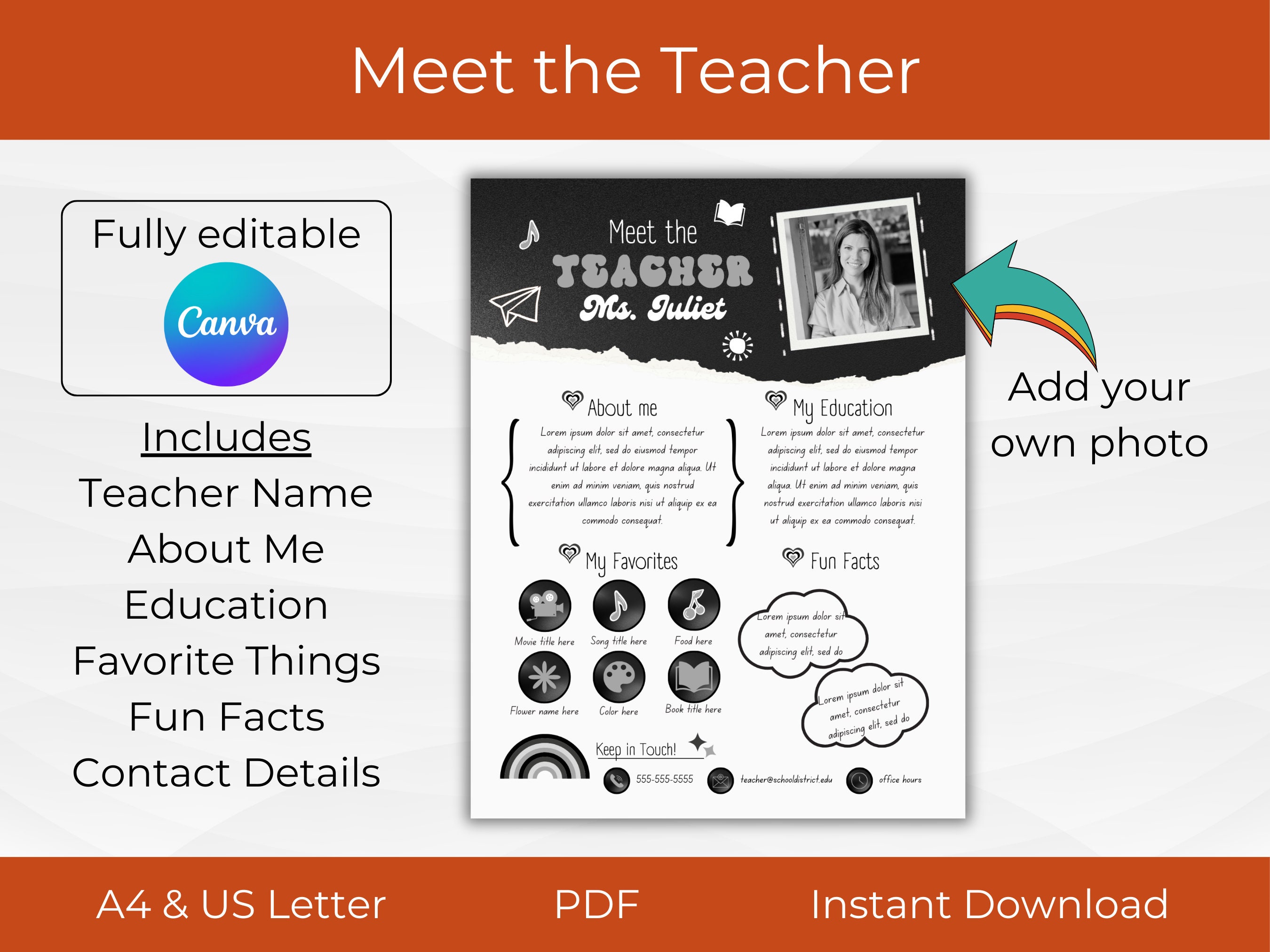 Editable Groovy Meet the Teacher Template With Student Information ...