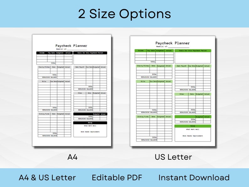 Printable Paycheck Budget With SMART Goal Worksheet Bundle | Editable ...