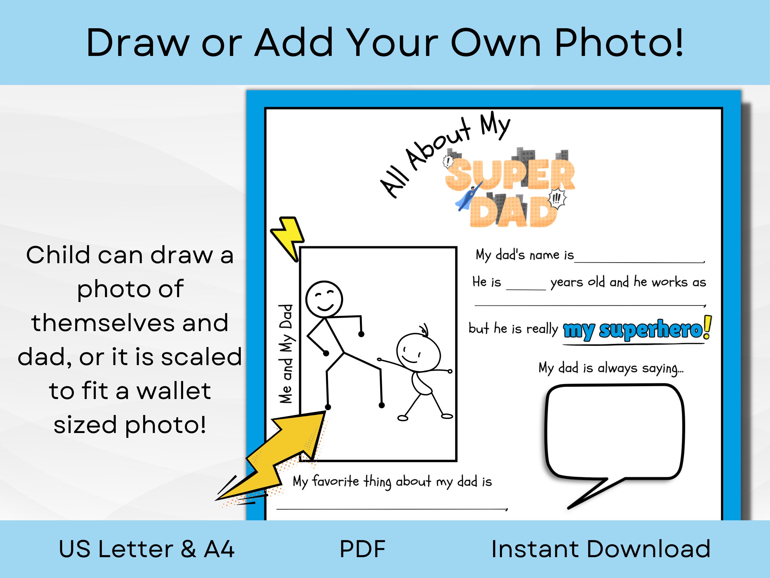 All About My Dad | Comic Book Theme Superhero Dad for Fathers Day ...