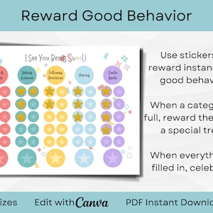 EDITABLE Behavior Chart for Kids | Printable Potty Chart | Sticker ...