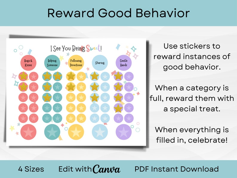 EDITABLE Behavior Chart for Kids | Printable Potty Chart | Sticker ...