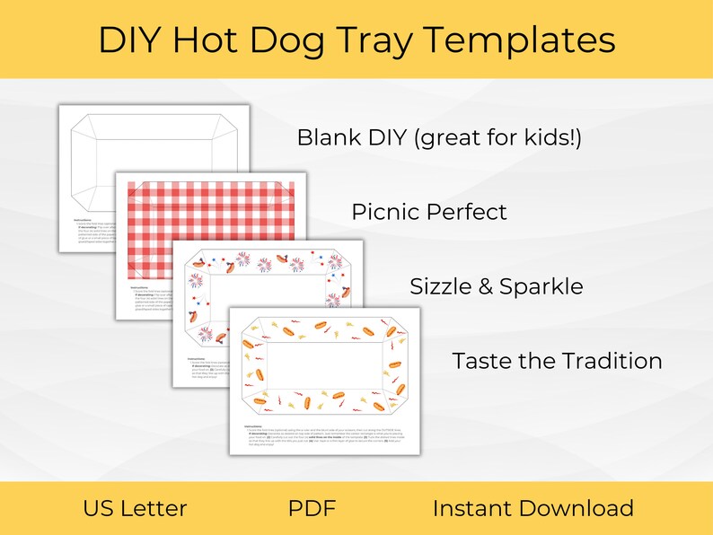 Hot Dog Craft Bundle for the Fourth of July With Coloring, Hot Dog Tray ...