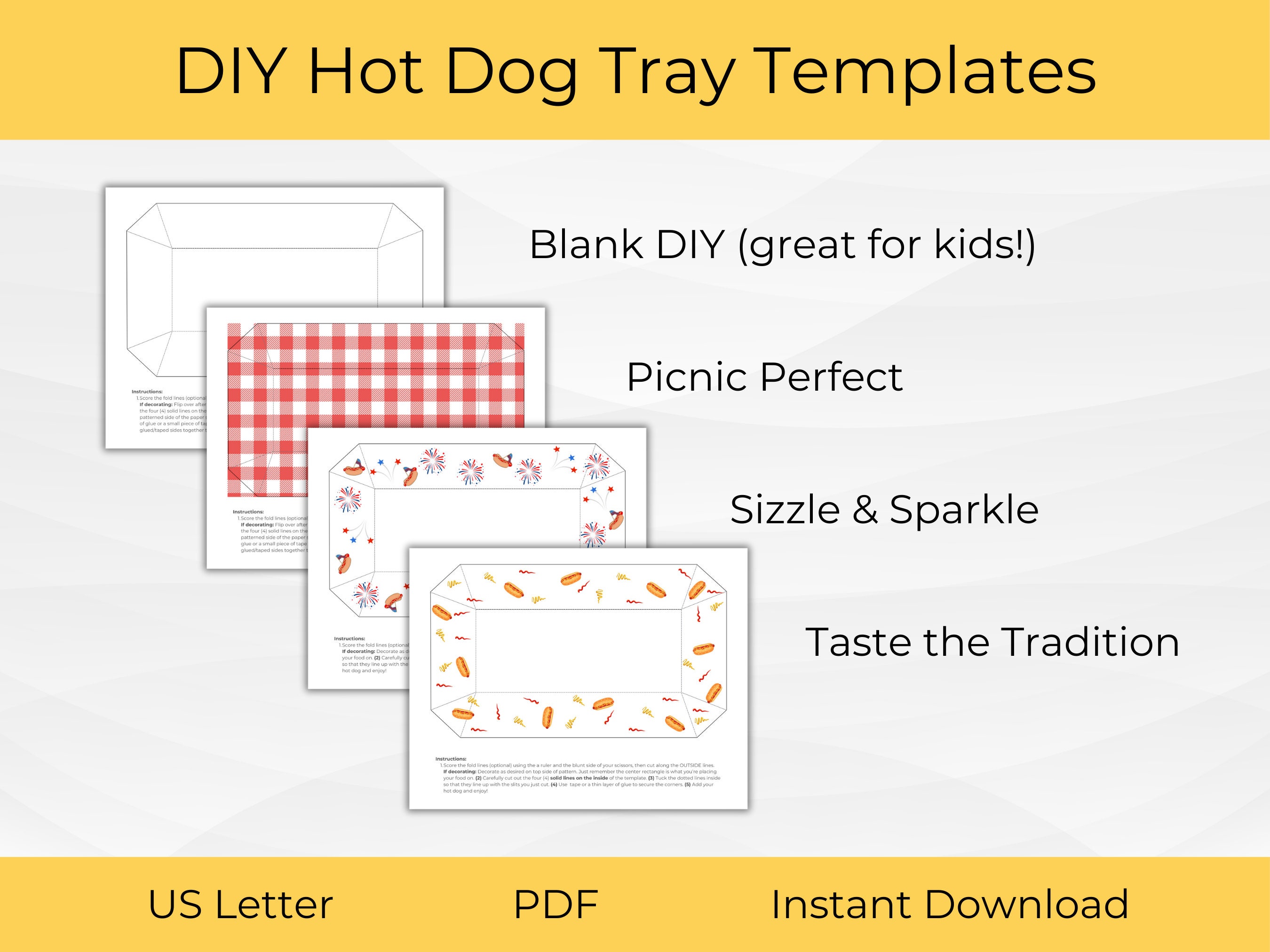 Hot Dog Craft Bundle for the Fourth of July With Coloring, Hot Dog Tray ...