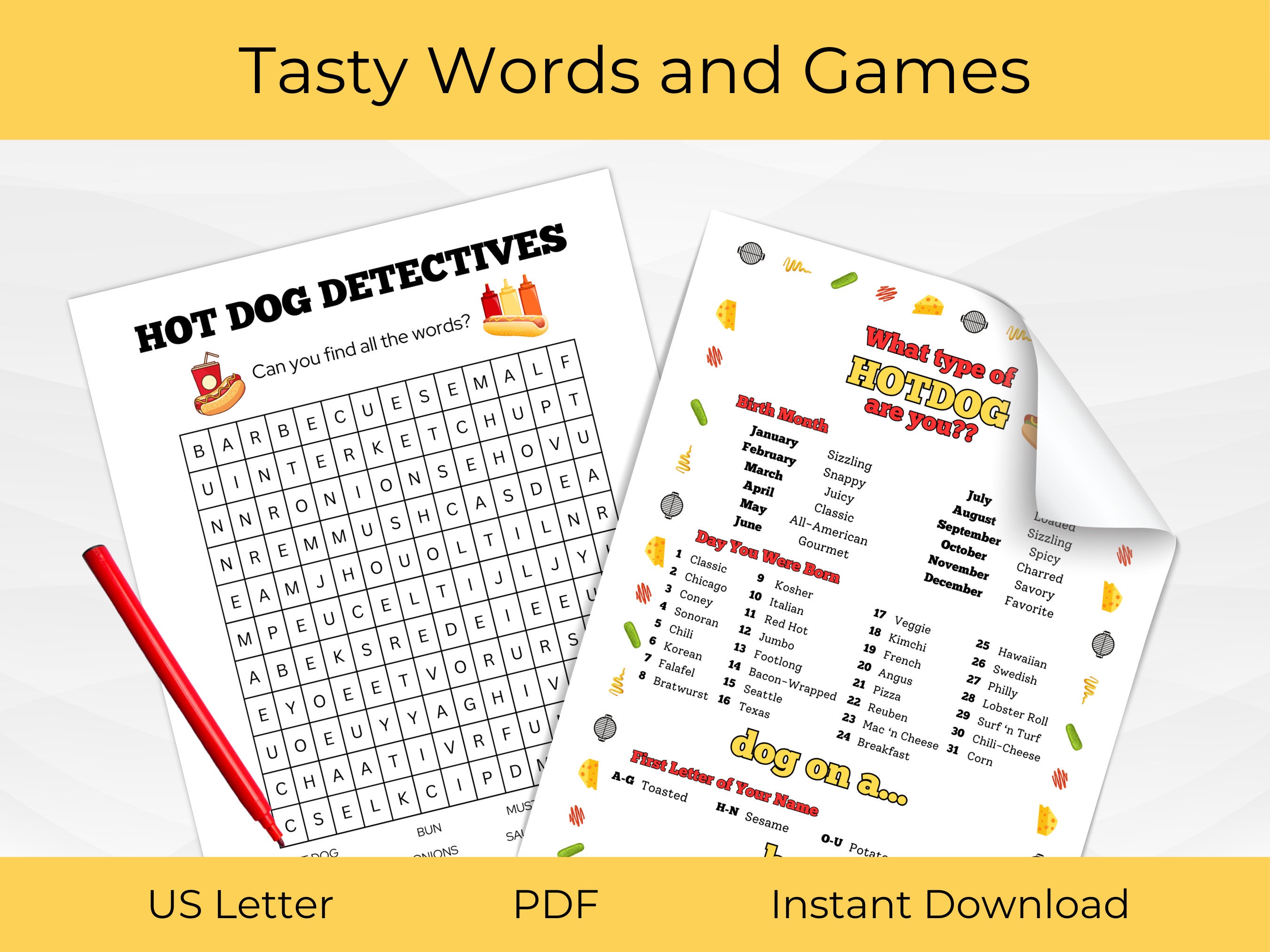 Hot Dog Craft Bundle for the Fourth of July With Coloring, Hot Dog Tray ...