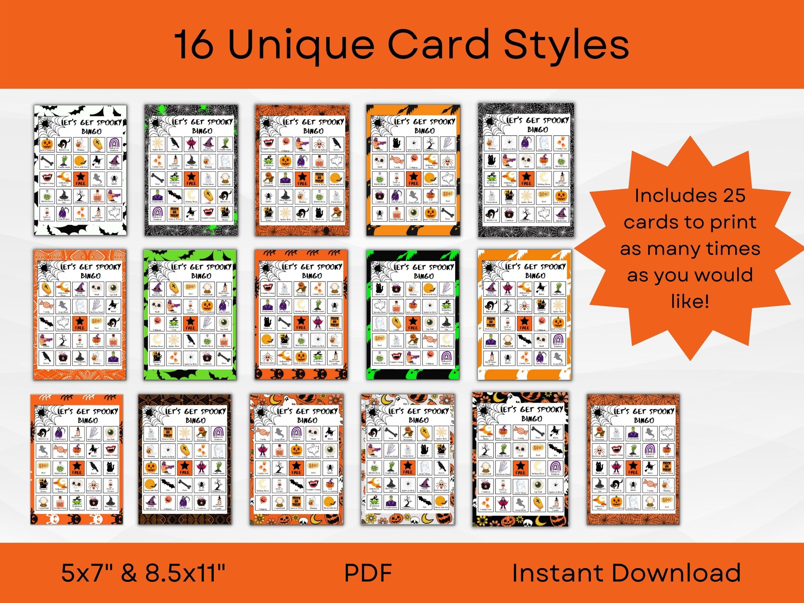 Halloween BINGO Printable Halloween Party Game Great for - Etsy