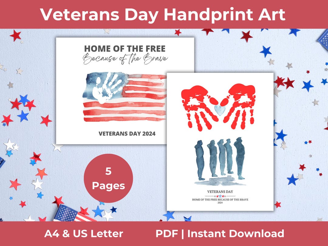 Veterans Day Handprint Art Template for Preschoolers | Printable Gifts ...