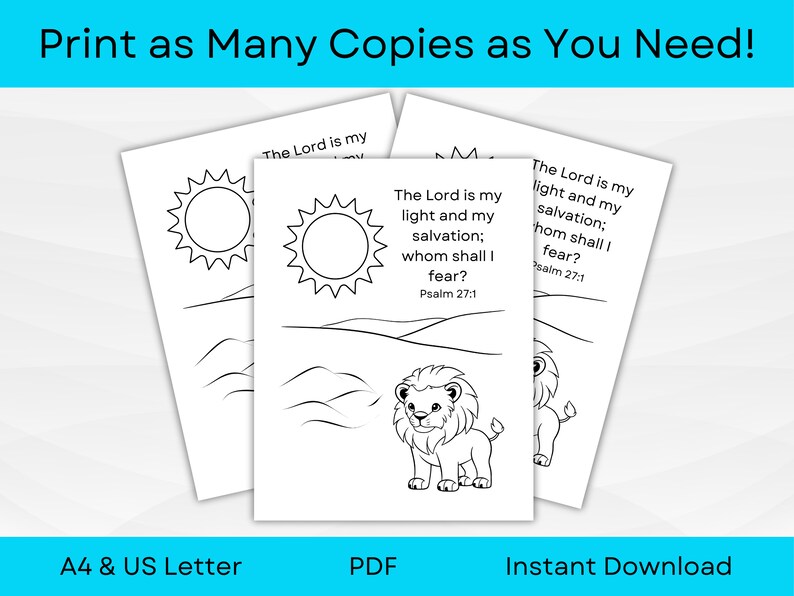 Kids Bible Coloring | Psalm 27:1 | Bible Preschool Coloring Page ...