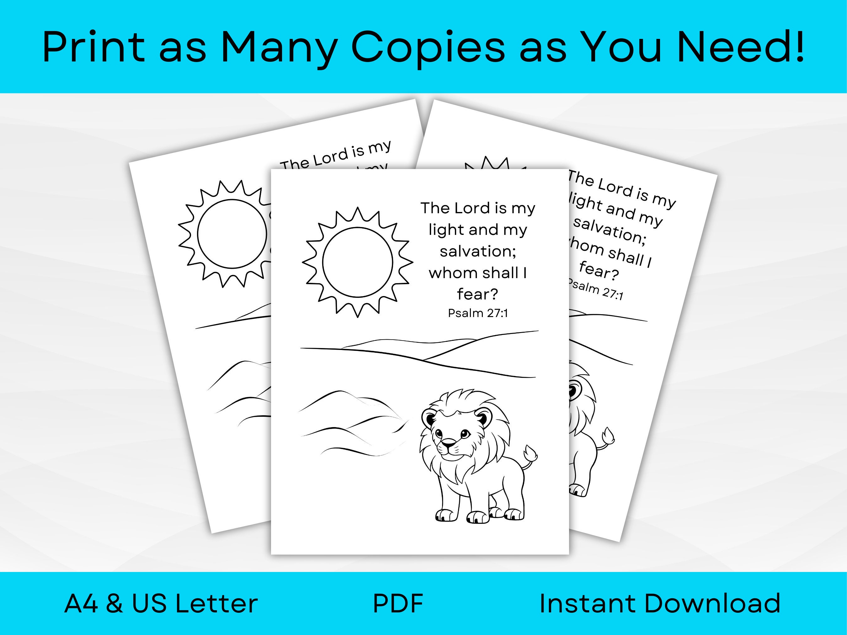 Kids Bible Coloring | Psalm 27:1 | Bible Preschool Coloring Page ...