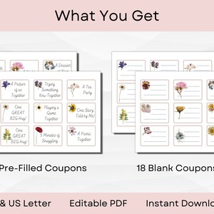 EDITABLE Floral Coupon Book Template for Mothers Day, Valentines Day ...