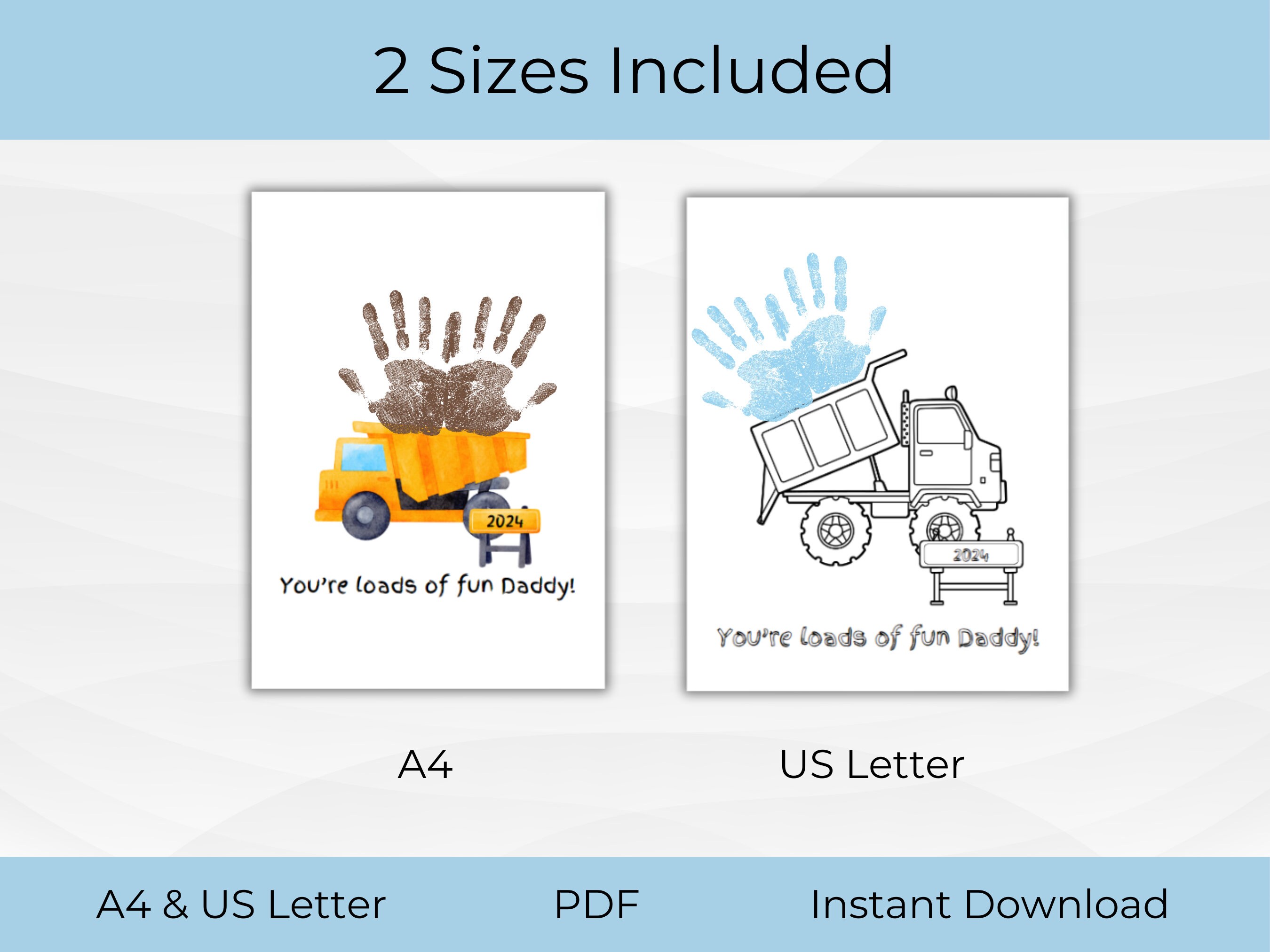 Fathers Day Handprint Craft Dump Truck Coloring Sheet DIY Grandparents ...