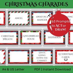 Printable Christmas Charades and Pictionary Fun Christmas Advent Game ...