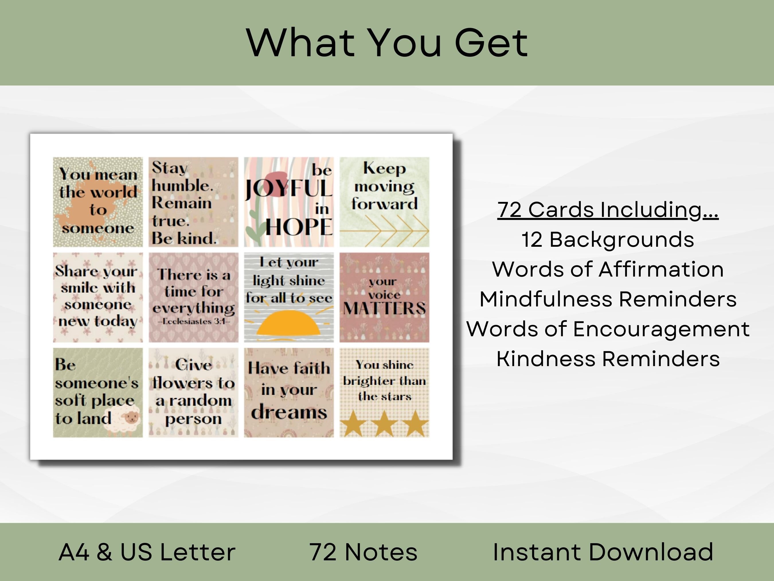 Affirmation Cards Boho Mindfulness Notes Self-care Cards, Lunch Box ...