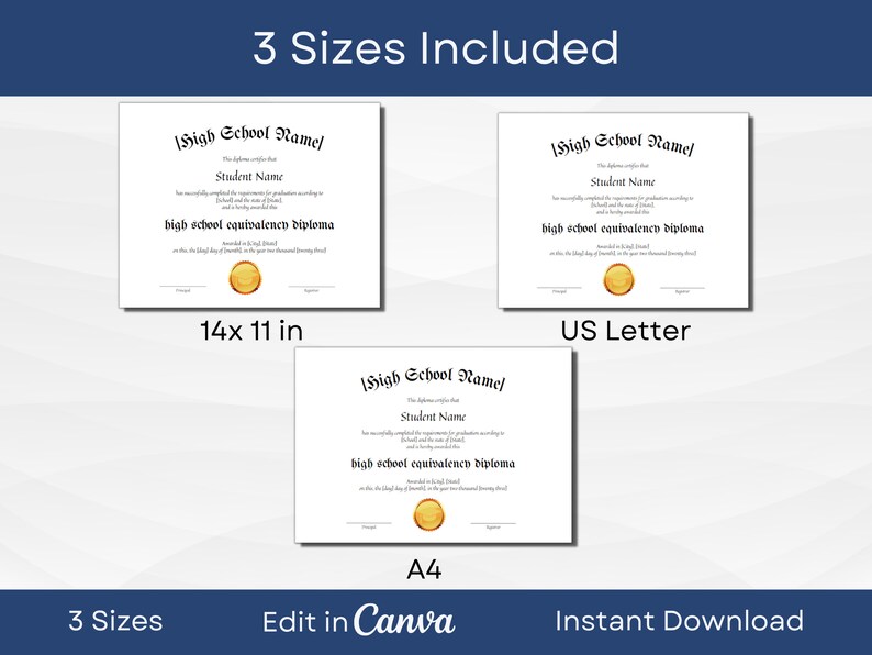 EDITABLE High School Diploma Template | Printable Home School Diploma ...