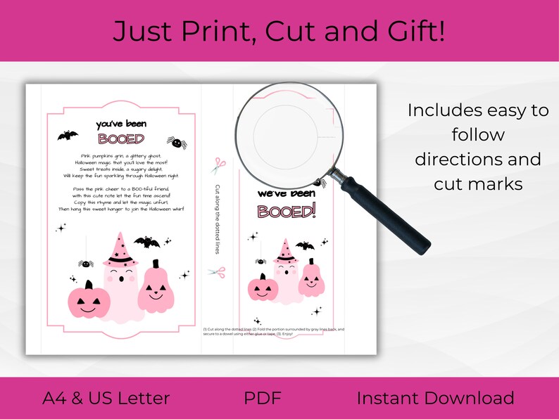 Printable "you've Been Booed" Poem With Doorhanger | Pink Halloween Boo ...