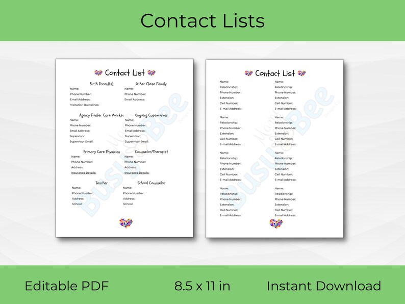 Editable Foster Care Management Child Details Bundle | Pre-intake Form ...