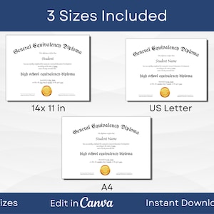 EDITABLE GED Certificate Template | Printable High School Diploma | Keepsakes and Milestones ...