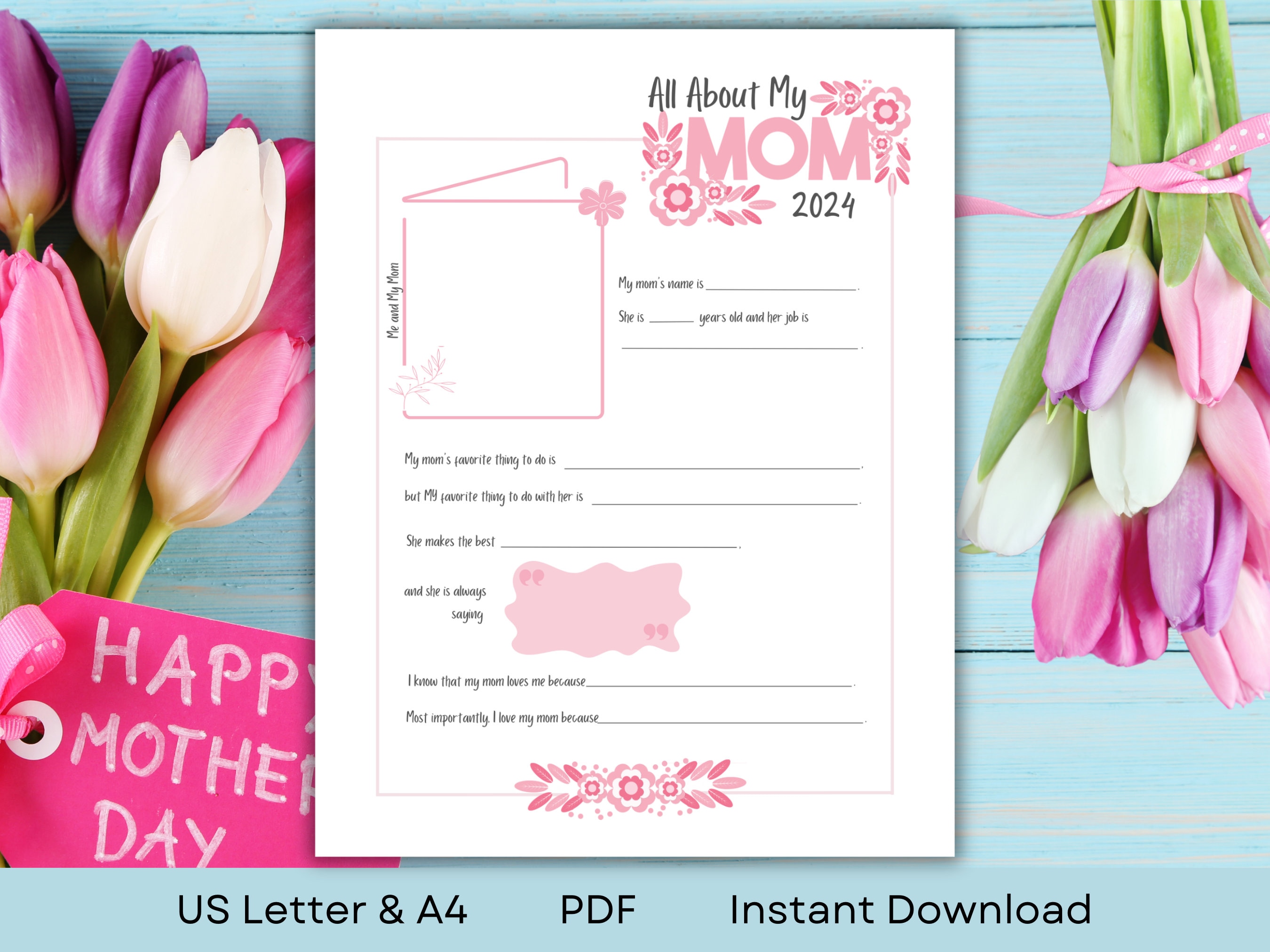 Mother's Day Questionnaire Template All About My Mom A4 & US Letter PDF ...