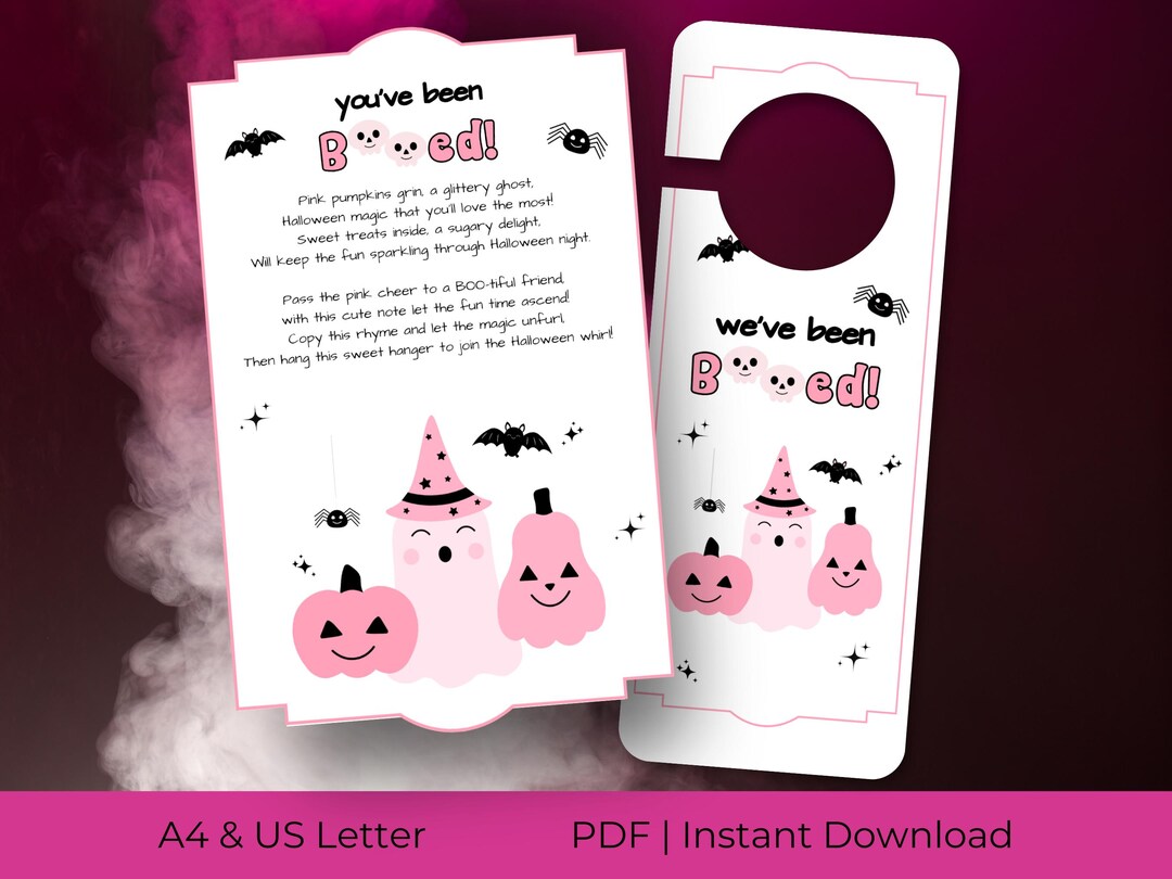 Printable "you've Been Booed" Poem With Doorhanger for Pink Halloween ...