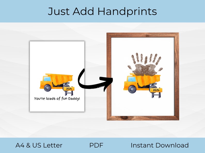 Fathers Day Handprint Craft | Dump Truck Coloring Sheet | DIY ...