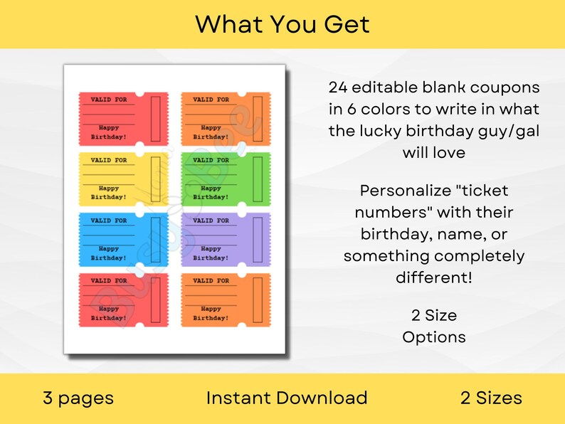 Editable Coupon Book Ticket Template Birthday Coupons for Anyone A4 and ...