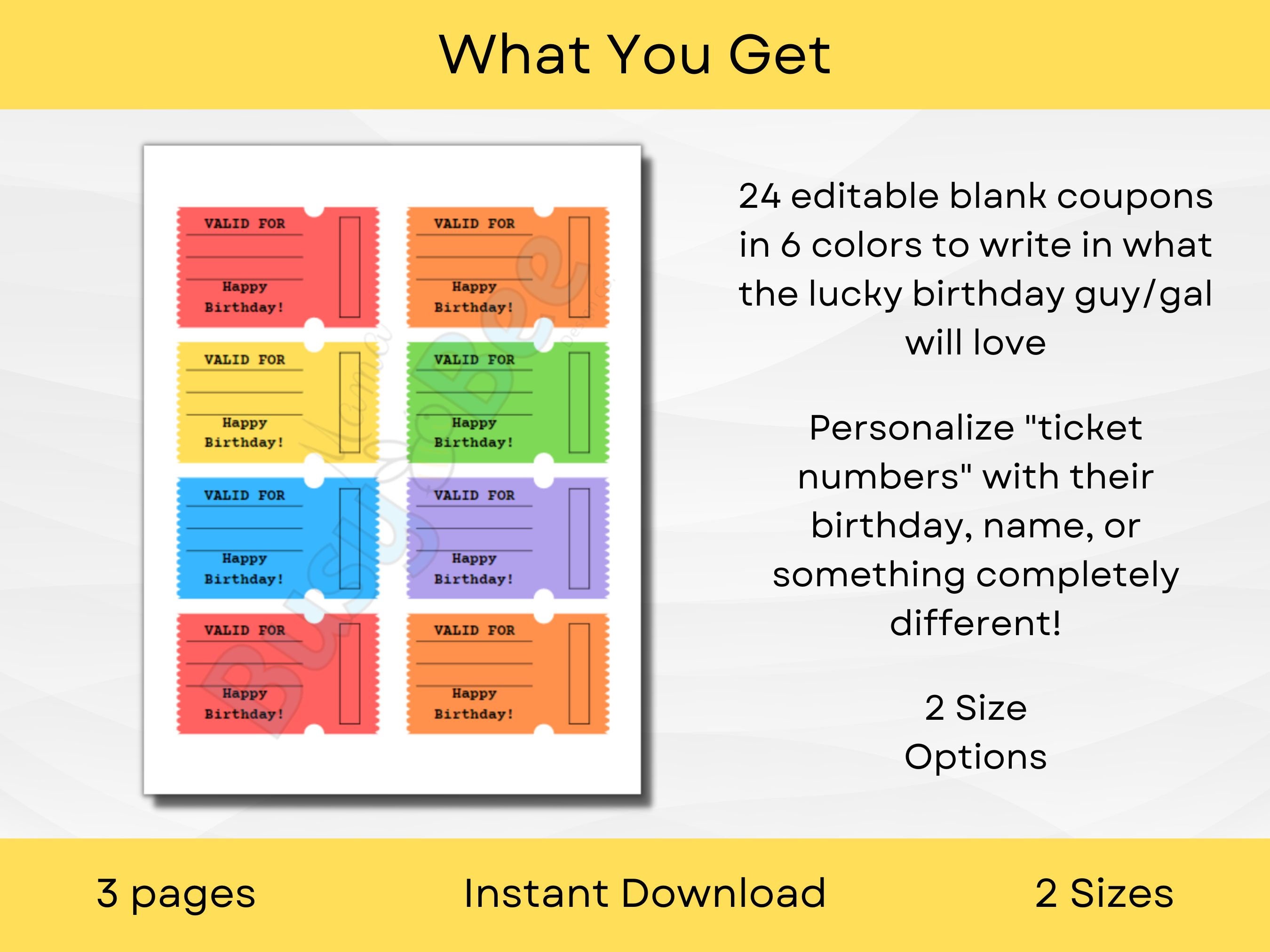 Editable Coupon Book Ticket Template Birthday Coupons for Anyone A4 and ...