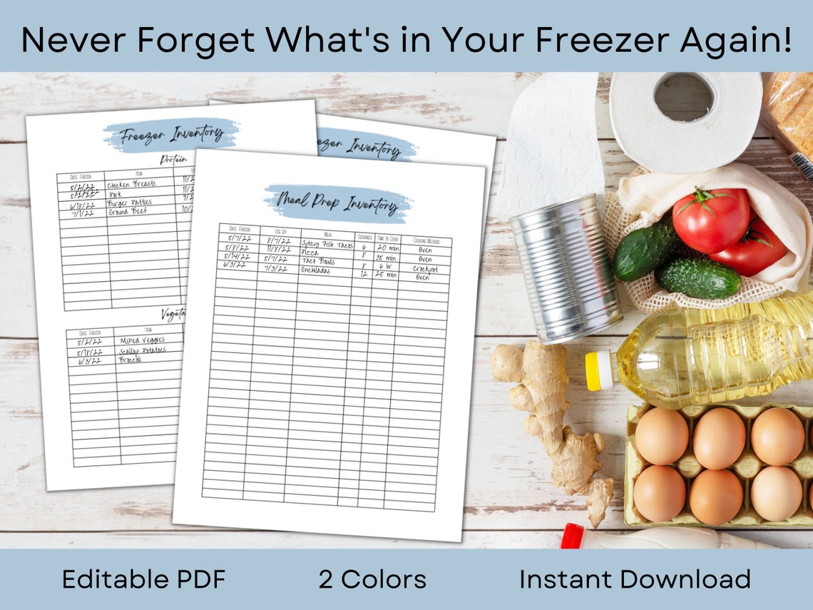 Editable Food Inventory List With Meal Prep Inventory | Essentials for ...