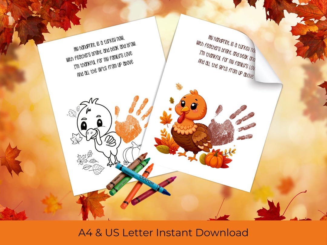 Turkey Handprint Art Template | Printable Fall Handprint Craft for ...