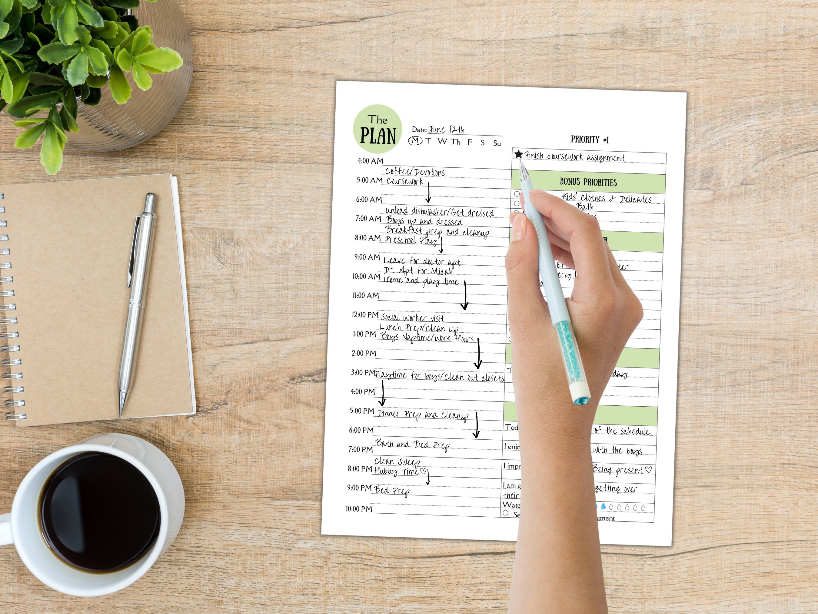 Printable Daily Schedule Template for Mom, Nanny, Student, Work ...