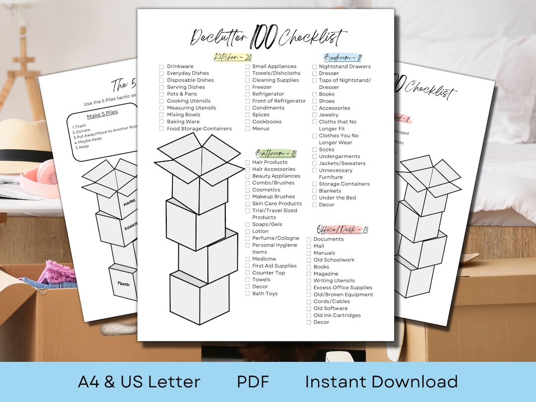 Printable Declutter Challenge Checklist | Essentials Declutter Planner ...