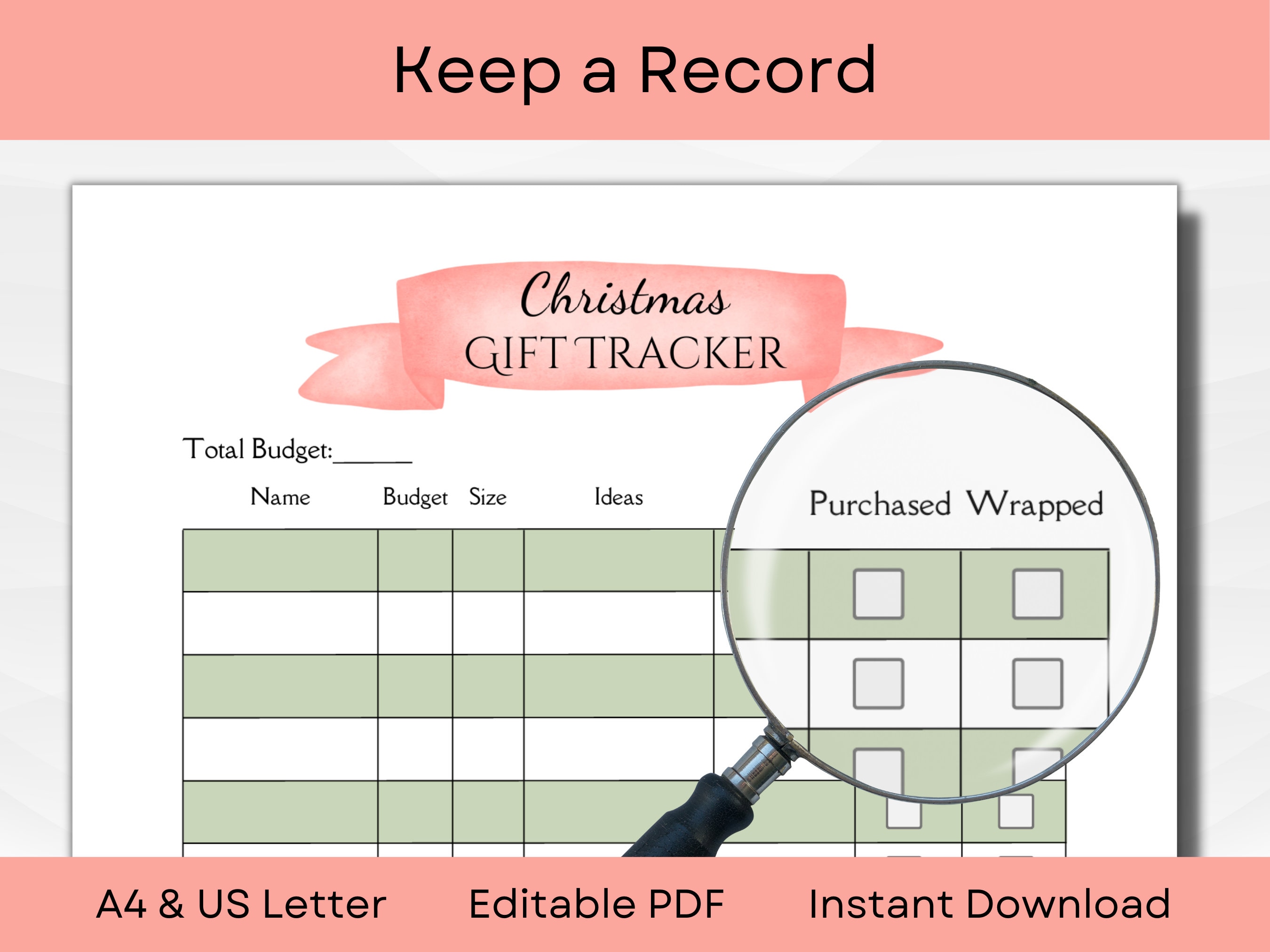 EDITABLE Christmas Gift Tracker for Christmas Shopping and Planning ...