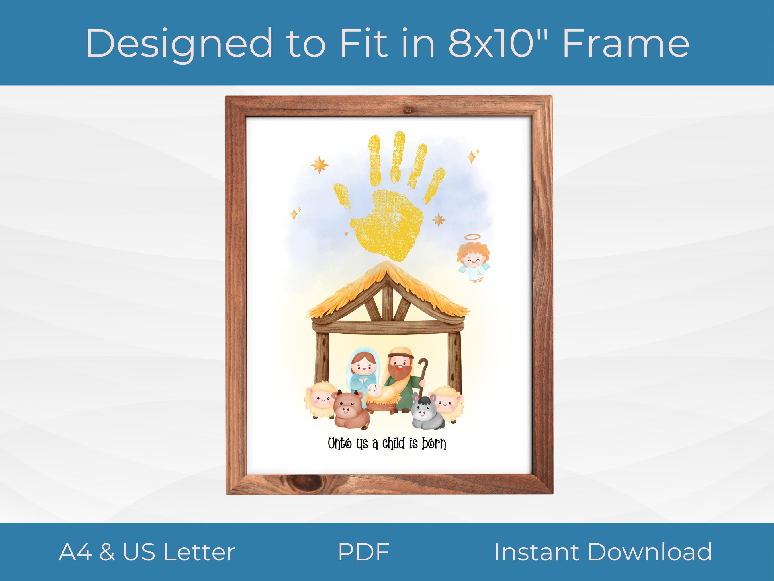 Christmas Nativity Handprint Art for Preschool With Coloring Page ...