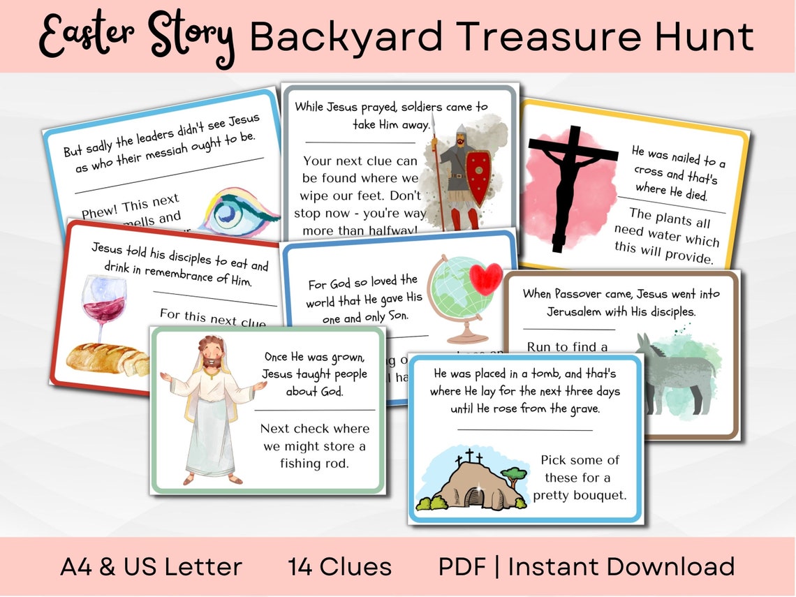 Easter Hunt Clues Outdoor Scavenger Hunt Easter Story Card - Etsy