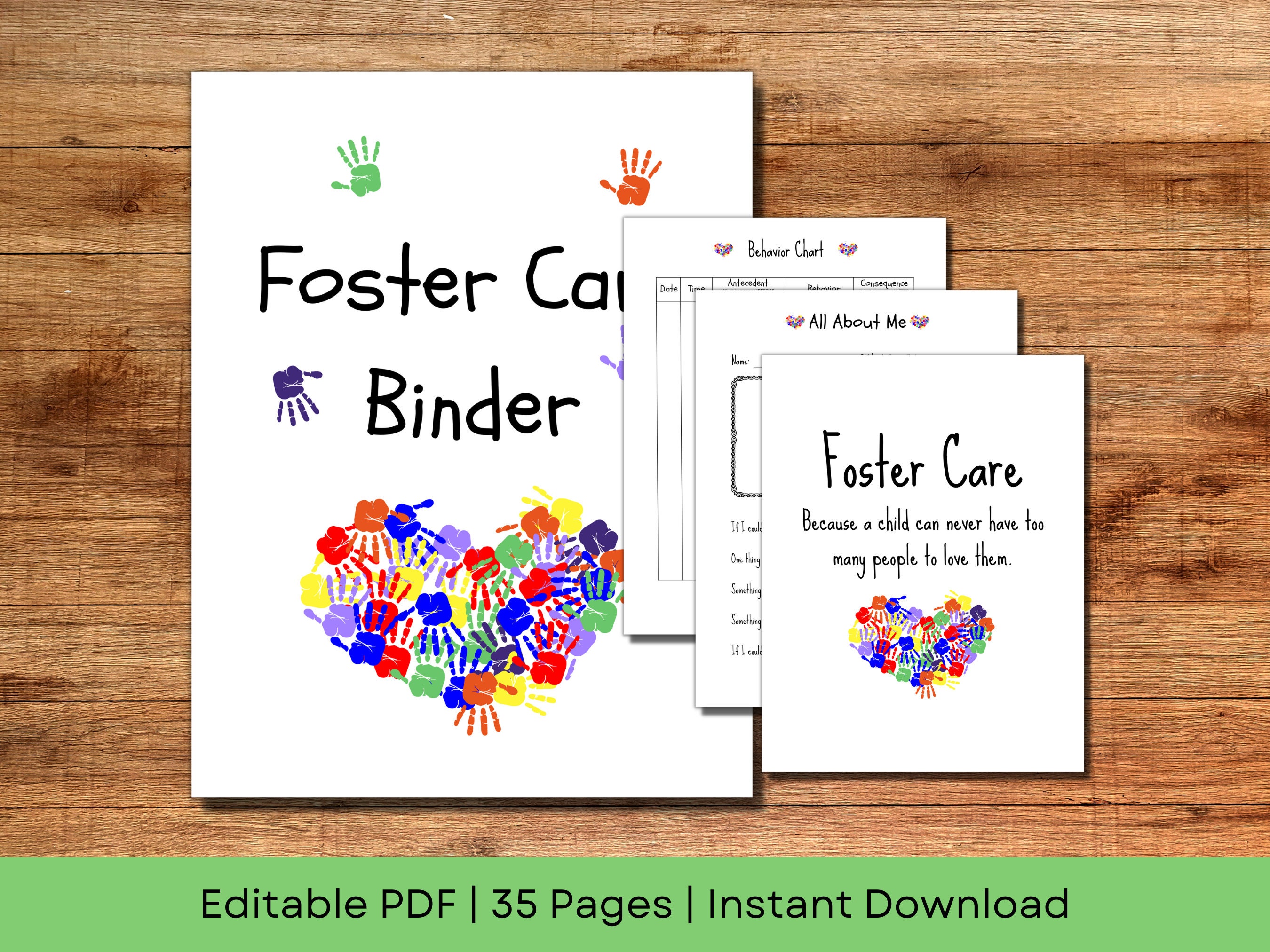 Foster Care Binder | Handprint Heart Management Binder With Section ...