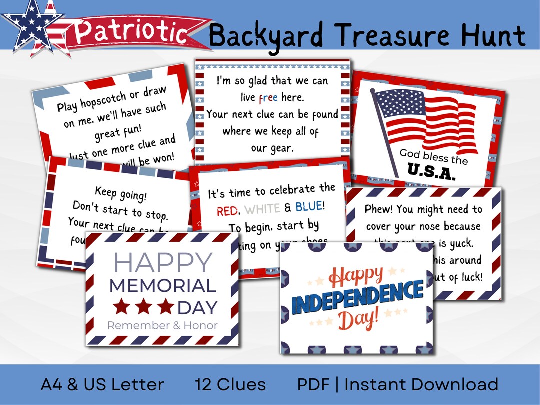 4th of July Backyard Treasure Hunt | Memorial Day, Veterans Day ...