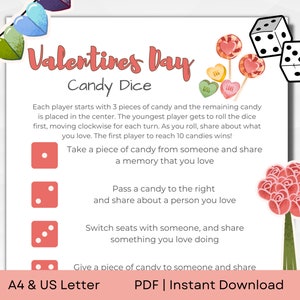 Valentines Day Candy Dice Game for Kids and Adults | Classroom ...