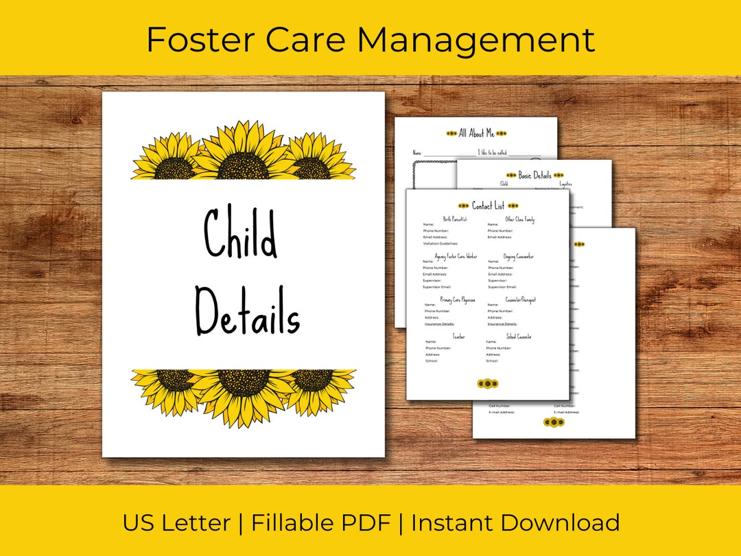Editable Foster Care Binder Child Details Bundle | Pre-intake Form ...