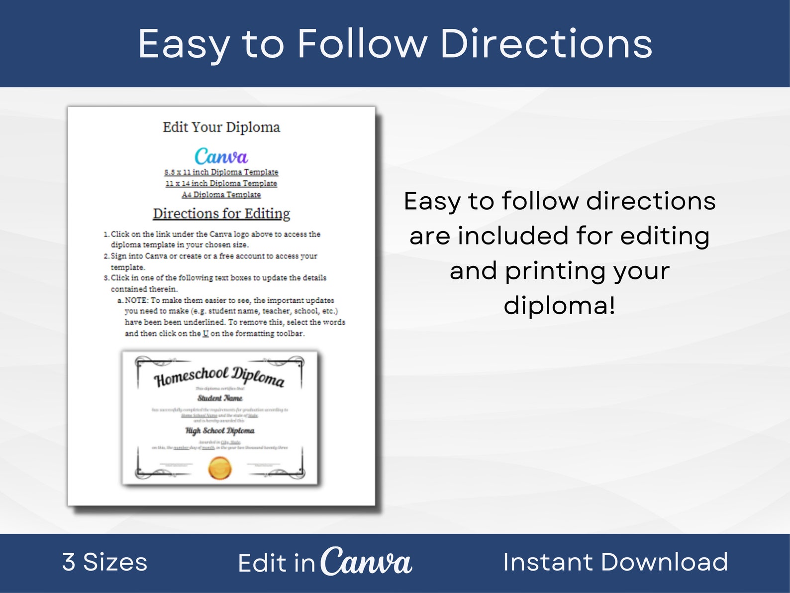 Printable Homeschool Diploma Template | Editable High School Diploma ...
