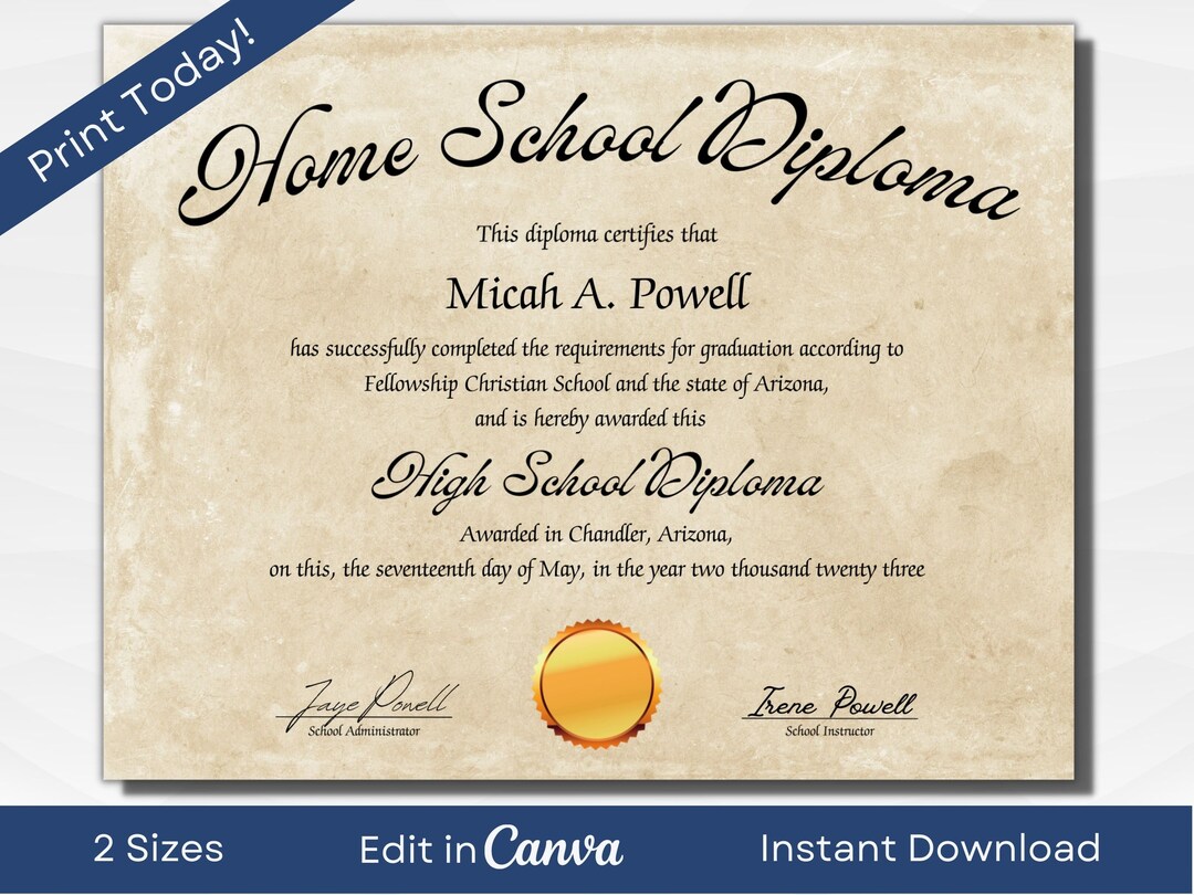 Printable Homeschool Diploma Template Editable High School Diploma 8 Printable Homeschool Diploma Template Editable High School Diploma 8