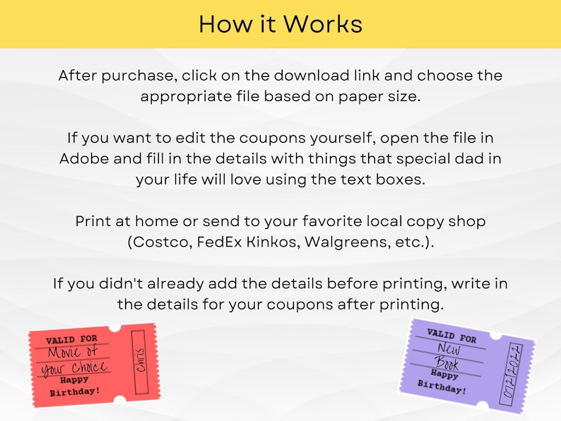 Editable Coupon Book Ticket Template Birthday Coupons for Anyone A4 and ...