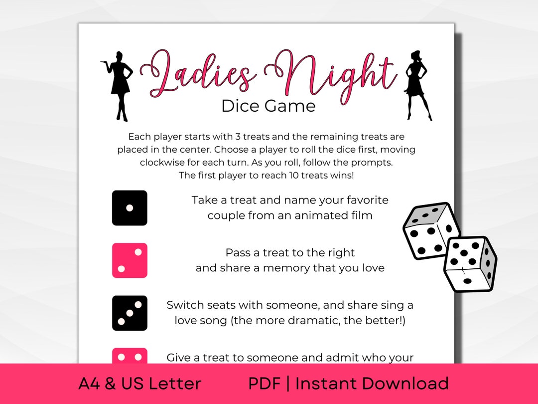 Printable Ladies Night Candy Dice Game A Sweet Twist on Pass the Gift ...