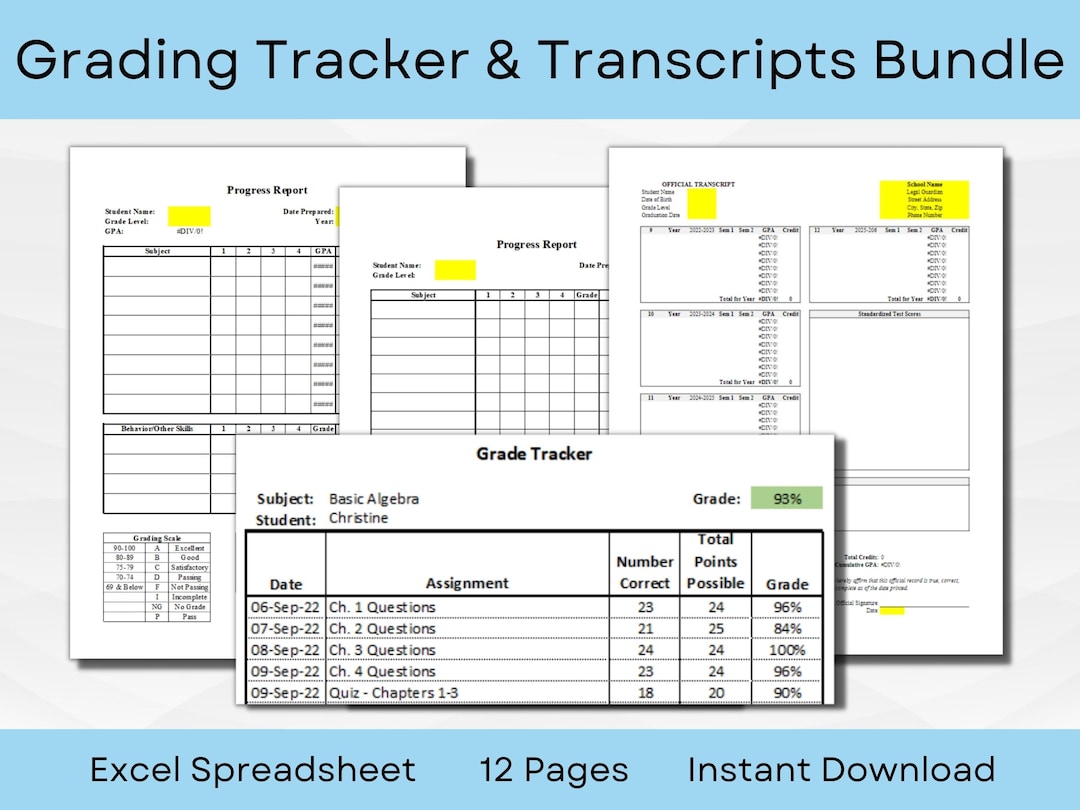 Homeschool Gradebook Progress Reports and Transcript Template - Etsy